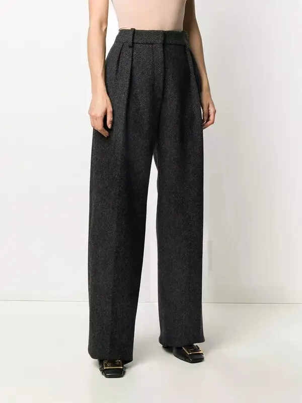 Valentino Garavani Tailored Herringbone Wide-leg Trousers