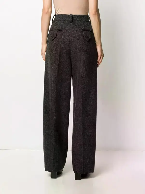 Valentino Garavani Tailored Herringbone Wide-leg Trousers