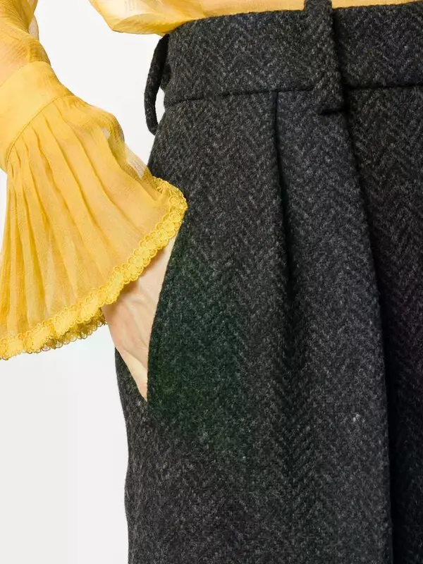 Valentino Garavani Tailored Herringbone Wide-leg Trousers