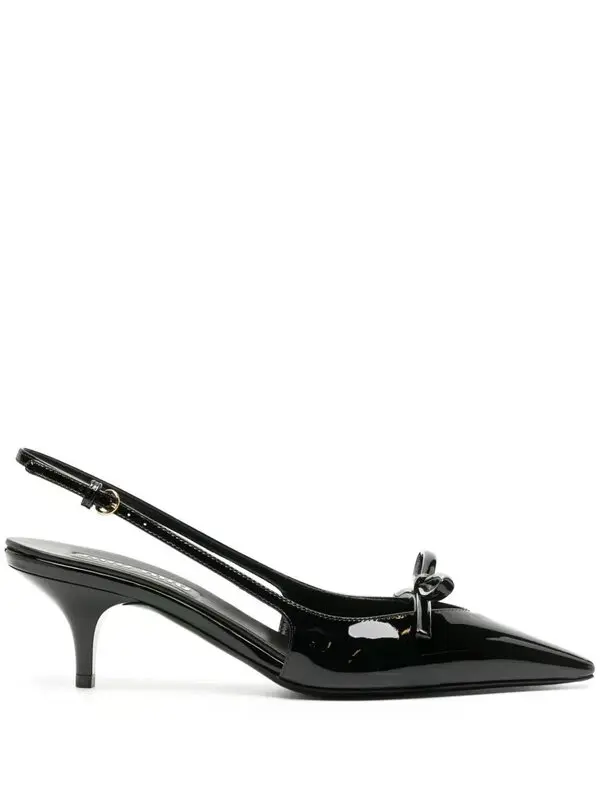 Miu Miu Bow-embellished Patent Leather Slingback Pumps - Black