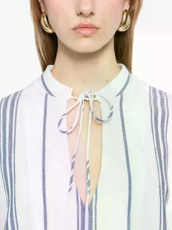 Matteau Fisherman Popover Blouse With Stripe Detailing And Lace-up Fastening