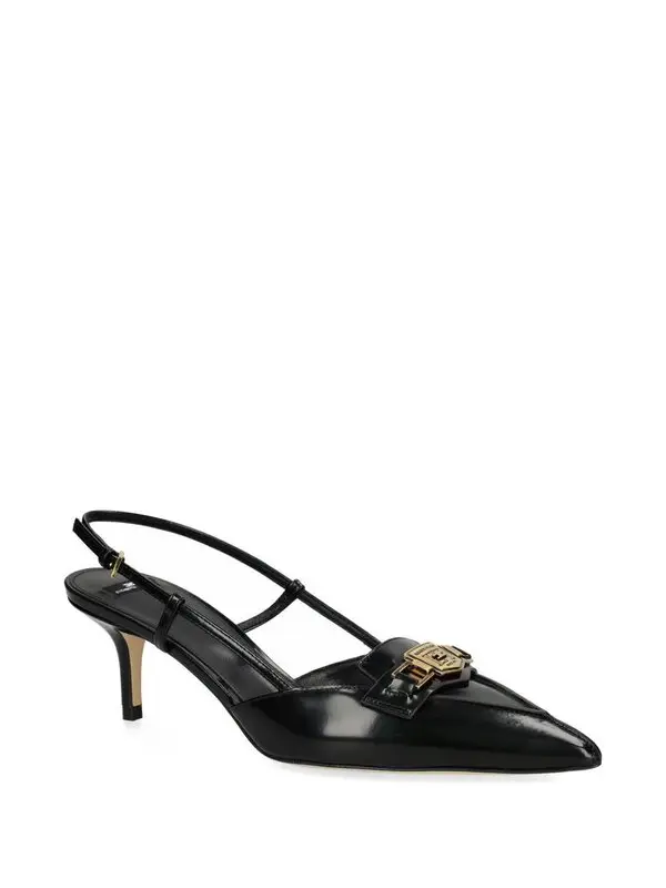 Elisabetta Franchi 60mm Leather Slingback Pumps With Gold-tone Logo Plaque