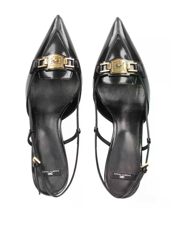 Elisabetta Franchi 60mm Leather Slingback Pumps With Gold-tone Logo Plaque