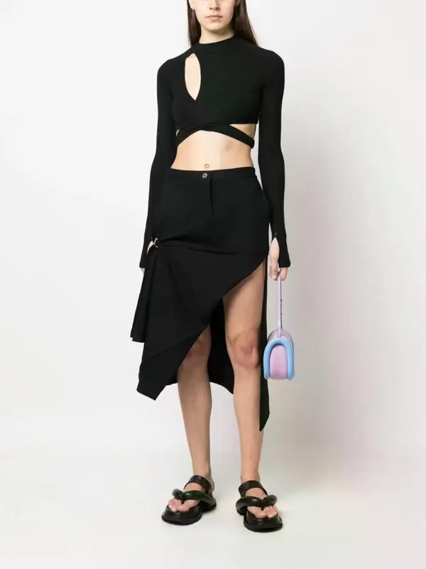 JW Anderson Asymmetric Draped Midi Skirt - Black