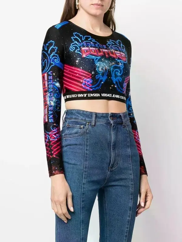 Versace Graphic Print Cropped Top