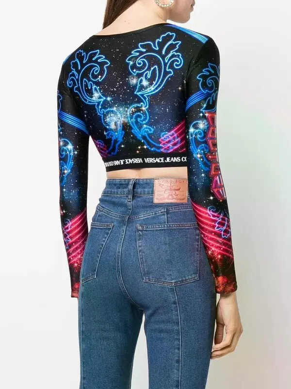 Versace Graphic Print Cropped Top