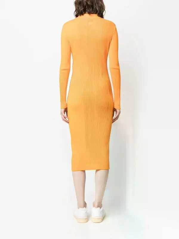 PATOU Ribbed Knit Polo Midi Dress