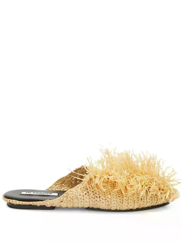 JIL SANDER Straw Embellished Slippers