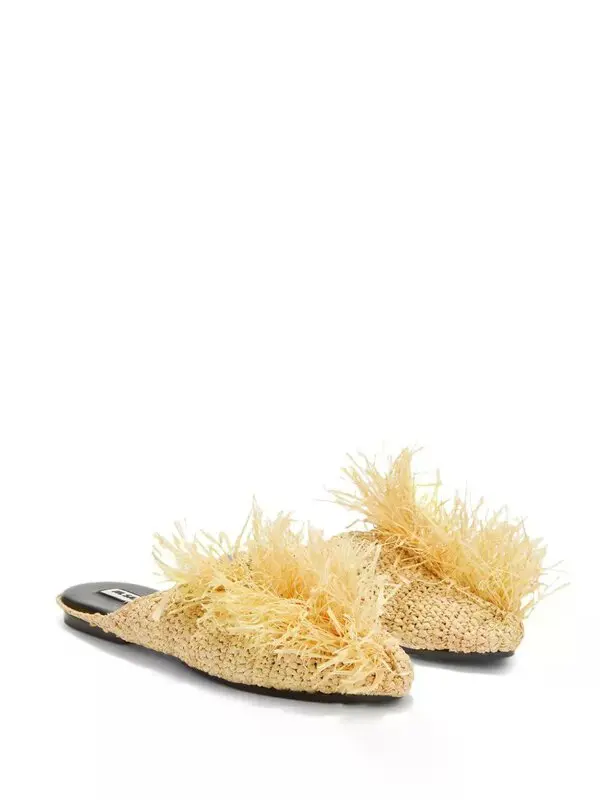 JIL SANDER Straw Embellished Slippers