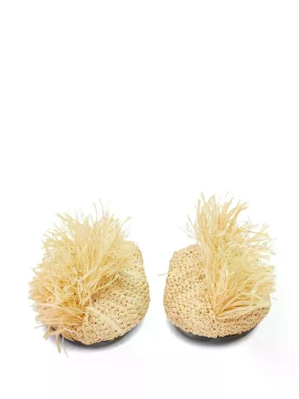 JIL SANDER Straw Embellished Slippers