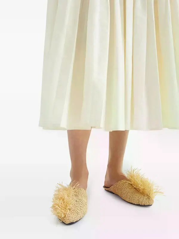 JIL SANDER Straw Embellished Slippers