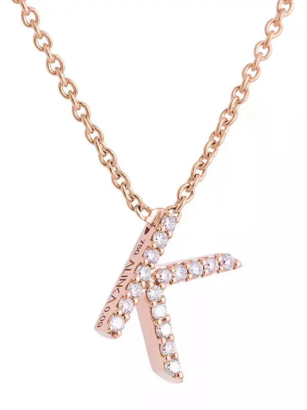ALINKA 18kt Rose Gold Diamond 'k' Initial Necklace