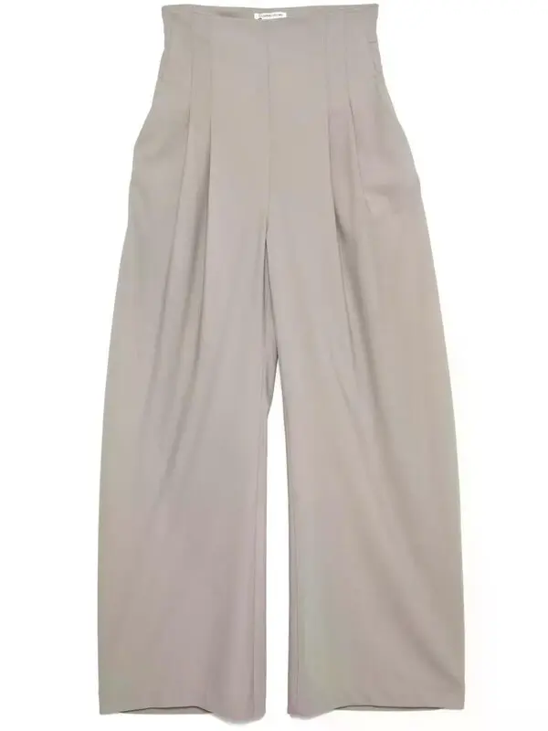 ALESSANDRO VIGILANTE Wide Leg Pleat Detail Trousers - Neutrals