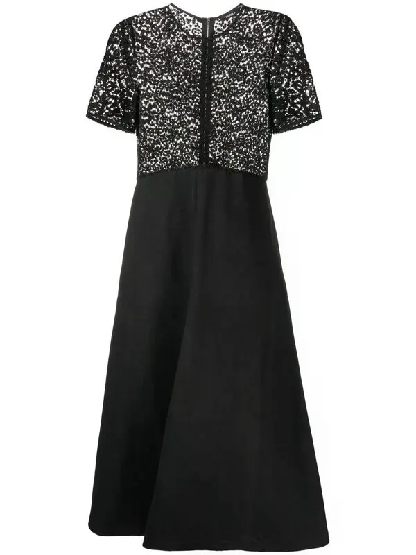 Goen.j Macramé-panel Midi Dress - Black