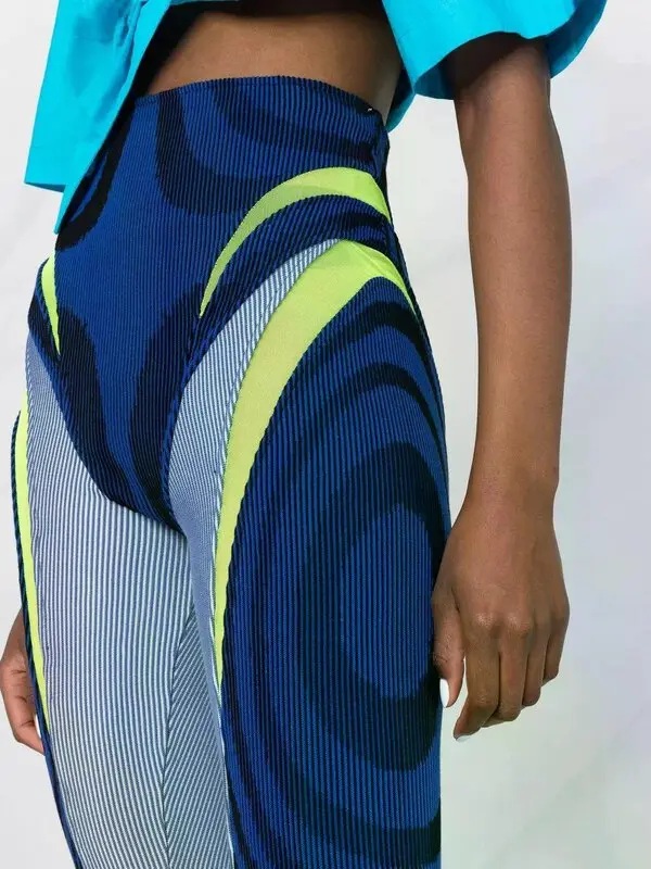PAOLINA RUSSO Panelled Ribbed Leggings - Blue