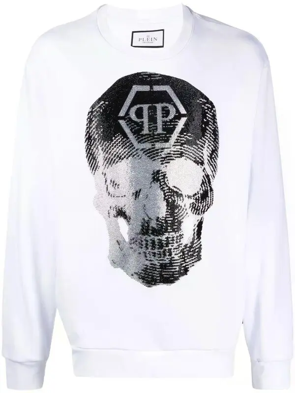 Philipp Plein Skull Logo-print Crew-neck Sweatshirt - White