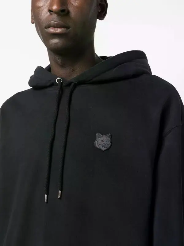 Maison Kitsuné Fox-motif Cotton Hoodie - Black