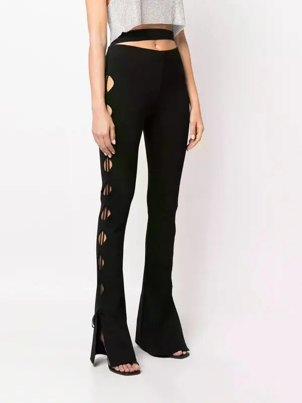 ANDREĀDAMO Cut-out Flared Trousers - Black