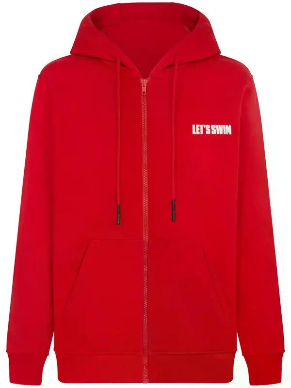 LET'S SWIM Organic Cotton Shark Print Hoodie - Red