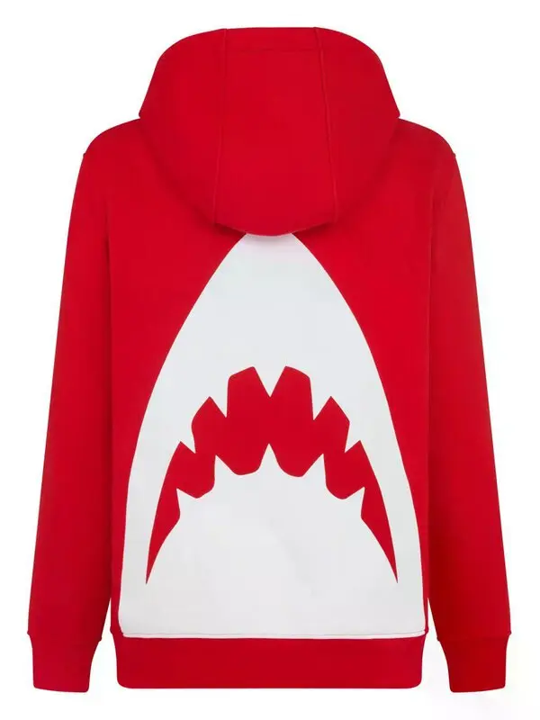 LET'S SWIM Organic Cotton Shark Print Hoodie - Red