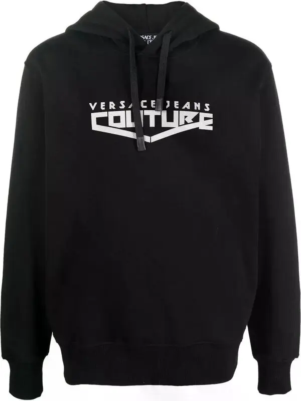 Versace Logo-print Pullover Hoodie - Black