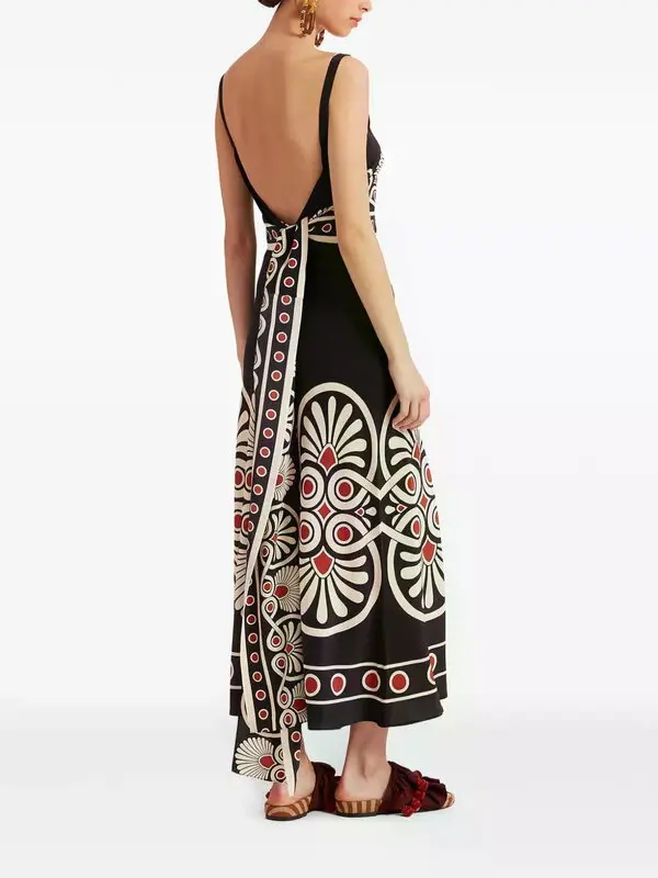 La DoubleJ Geometric Print Silk Maxi Dress