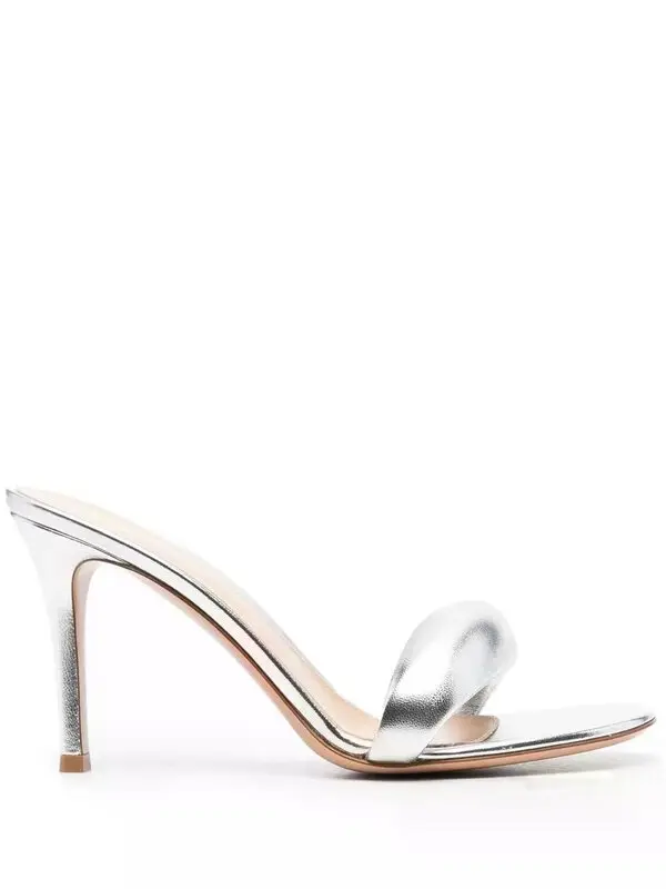 GIANVITO ROSSI Bijoux Padded Stiletto Sandals - Silver