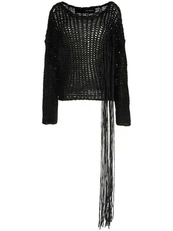 Isabel Benenato Open Knit Fringed Jumper