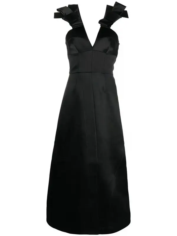 JIL SANDER Bow Detail Midi Dress - Black
