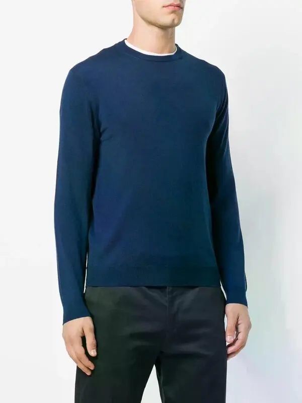 ZANONE Virgin Wool Blend Round Neck Sweater - Blue