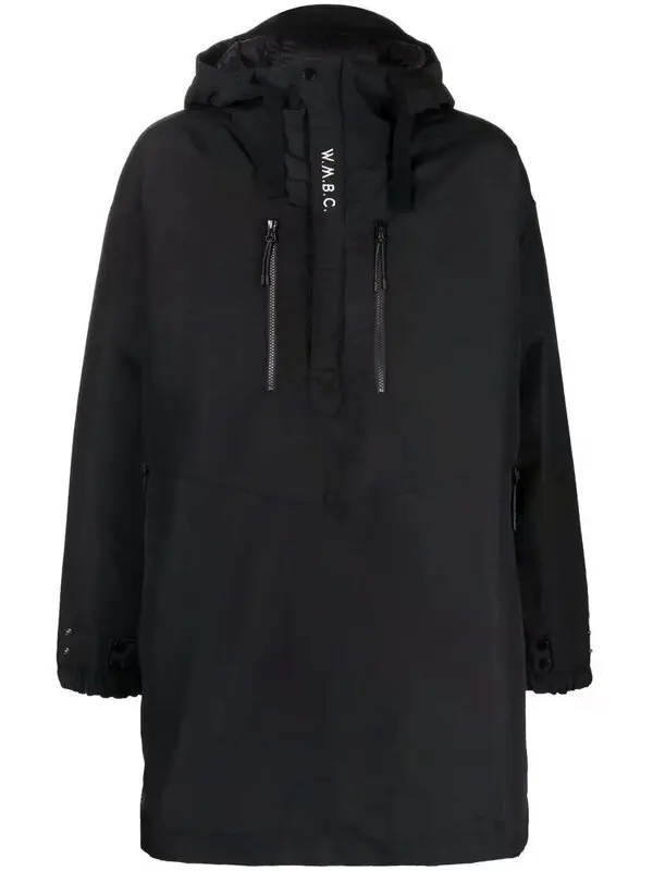 WHITE MOUNTAINEERING Half-zip Padded Coat With Drawstring Hood - Black