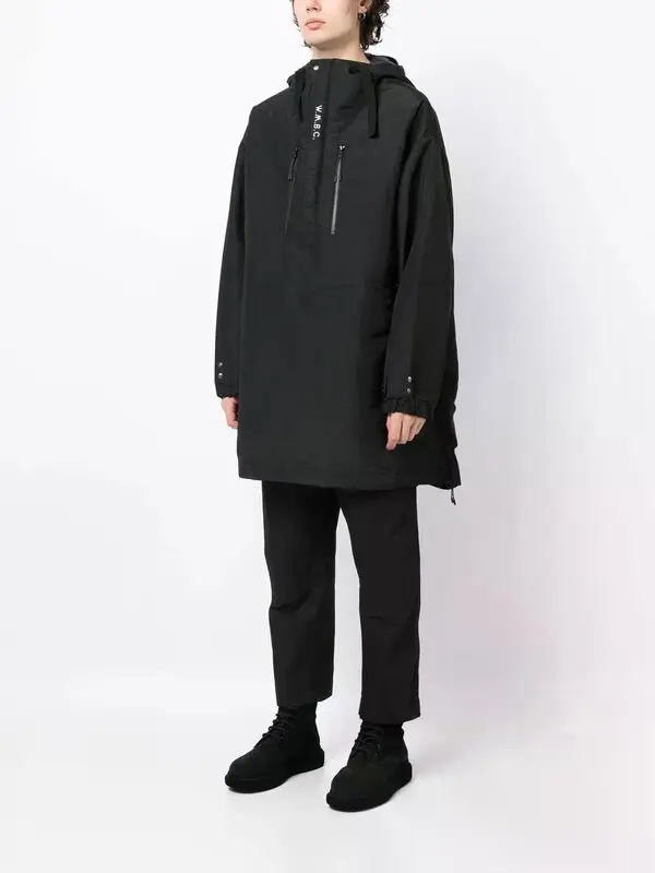 WHITE MOUNTAINEERING Half-zip Padded Coat With Drawstring Hood - Black