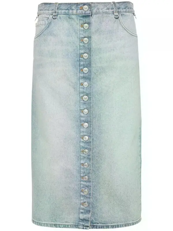 COURREGES D-ring Denim Midi Skirt - Blue