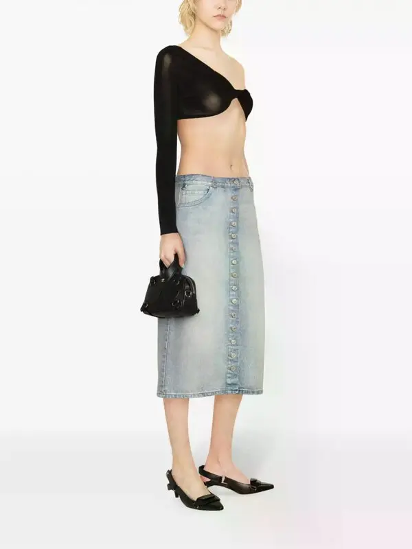 COURREGES D-ring Denim Midi Skirt