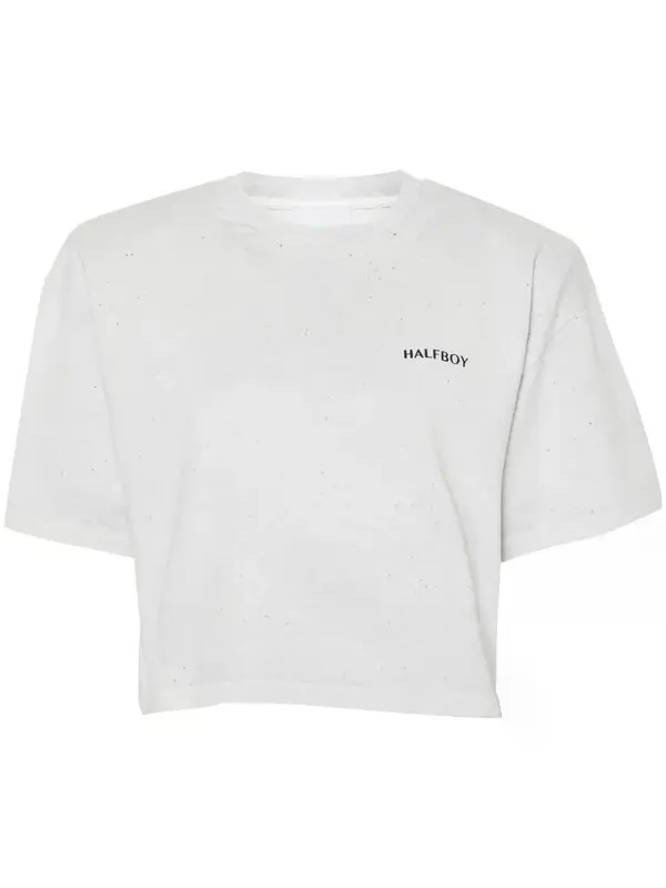 HALFBOY Distressed Cotton T-shirt - Blue