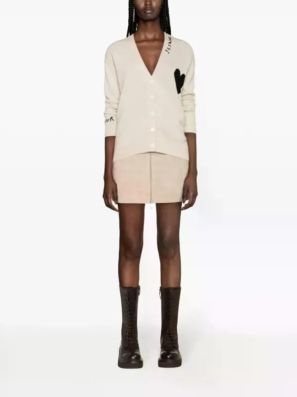 Zadig&Voltaire Heart Embroidered Cashmere Cardigan - Neutrals