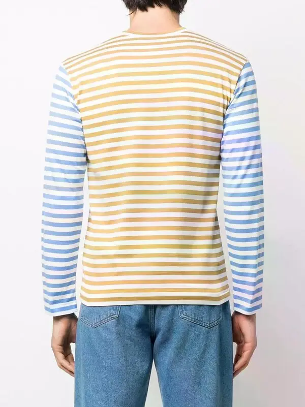 Play Comme Des Garcon Logo-embroidered Stripe-print T-shirt
