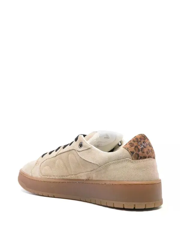 SANTHA Calf Suede Lace-up Sneakers With Perforated Toe