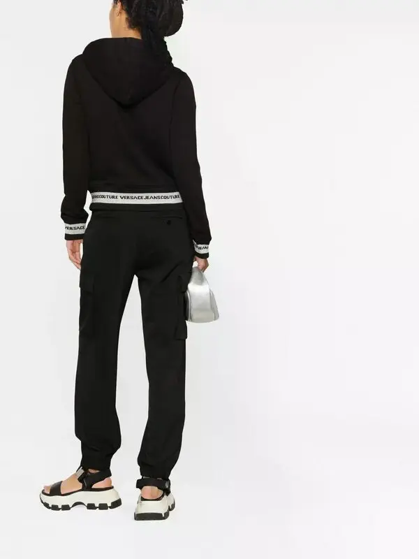 Versace Logo Embroidered Zip-up Hoodie