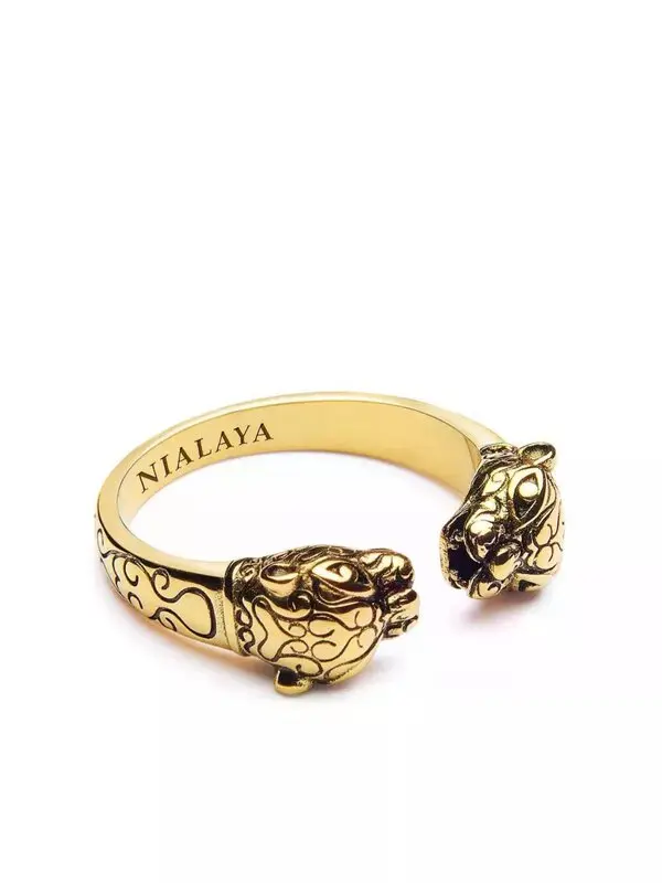 NIALAYA JEWELRY Panther Polished Cuff Ring - Gold