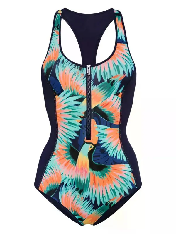 DUSKII Abstract Print Racerback Swimsuit - Multicolour
