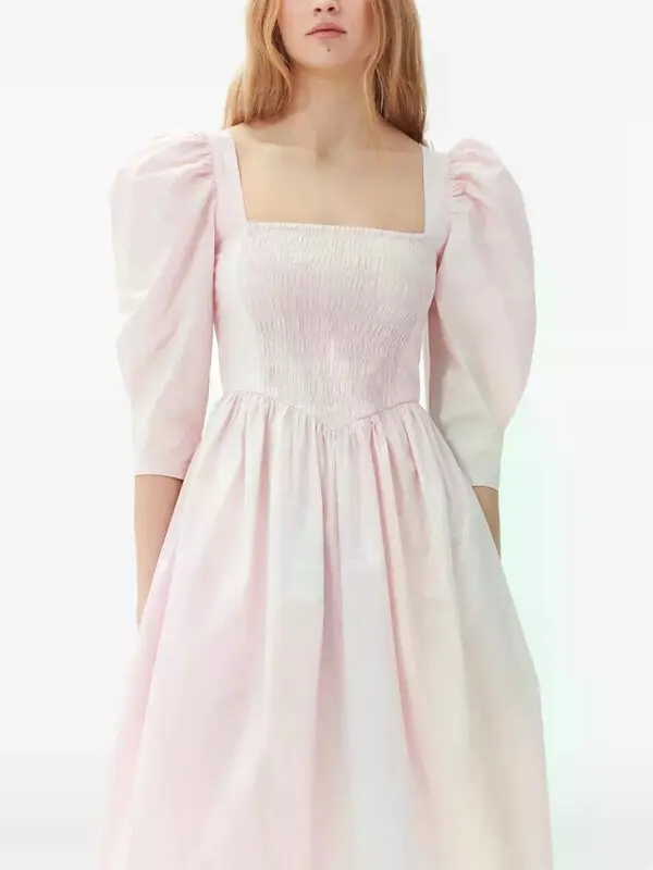 GANNI Ruched Ribbon-back Dress