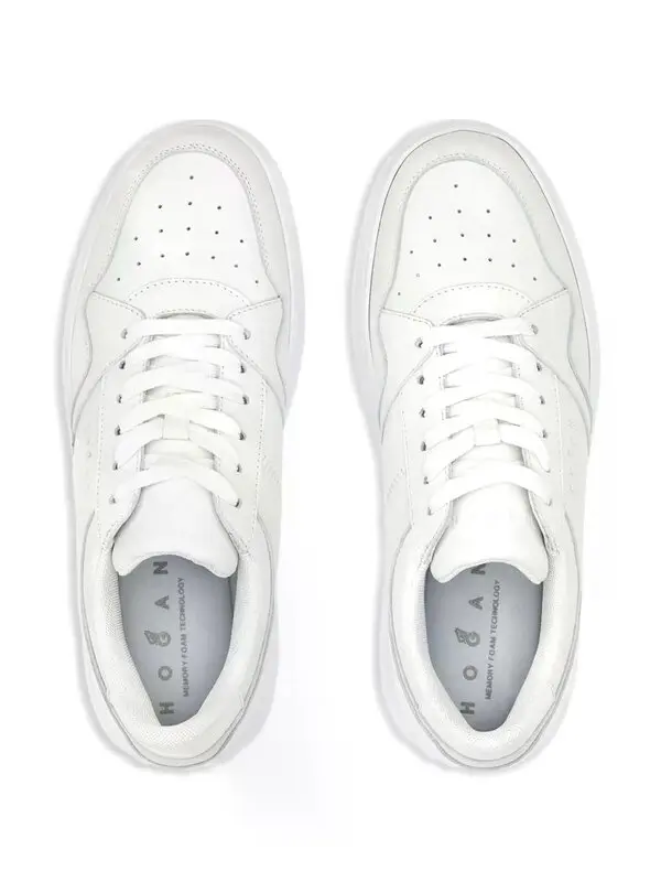 Hogan Leather Flatform Sneakers - White