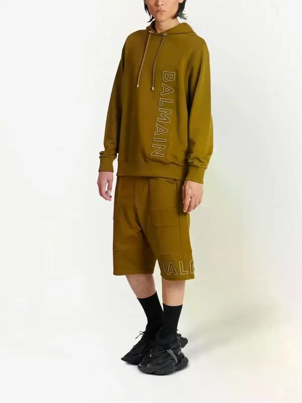 Balmain Logo-embossed Organic Cotton Hoodie