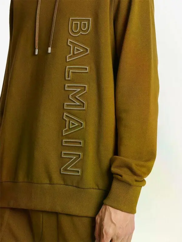 Balmain Logo-embossed Organic Cotton Hoodie