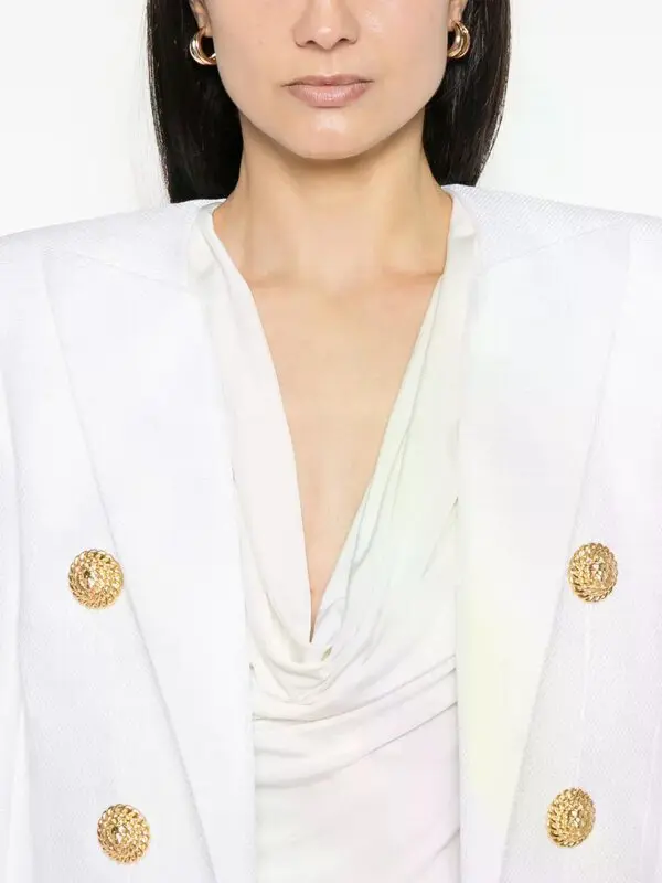 Balmain Textured Blazer With Peak Lapels