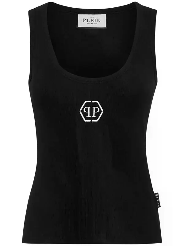 Philipp Plein Ribbed Cotton Tank Top - Black
