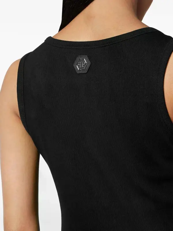 Philipp Plein Ribbed Cotton Tank Top - Black