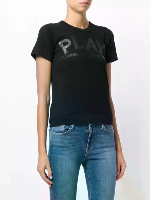 Play Comme Des Garcon Printed Cotton T-shirt - Black
