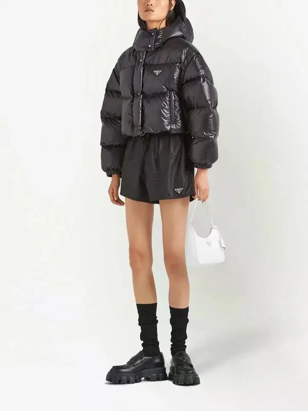 Prada Re-nylon Convertible Cropped Down Jacket